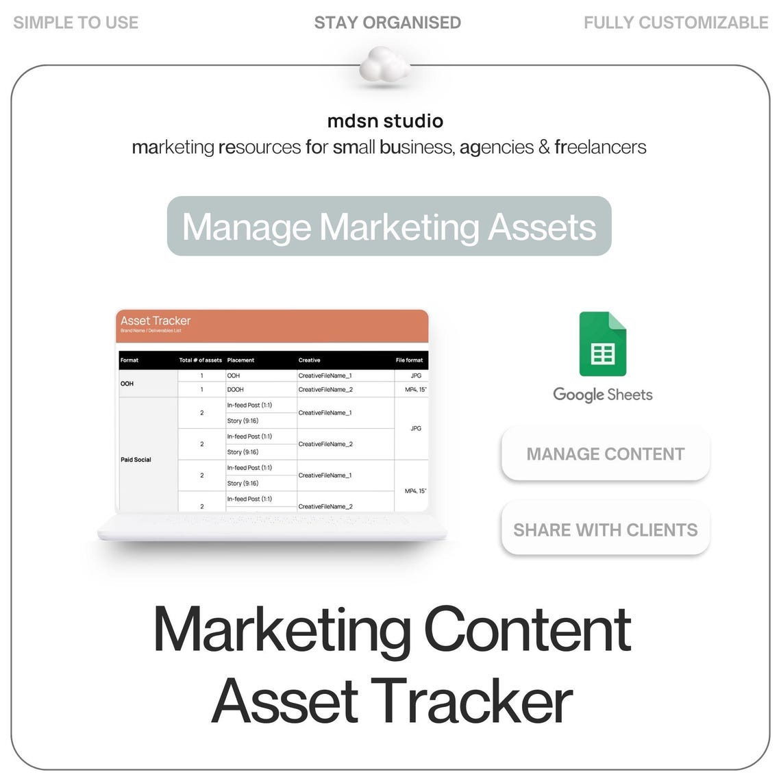 Marketing Campaign Assets Tracker | Google Sheets | Deliverables List ...