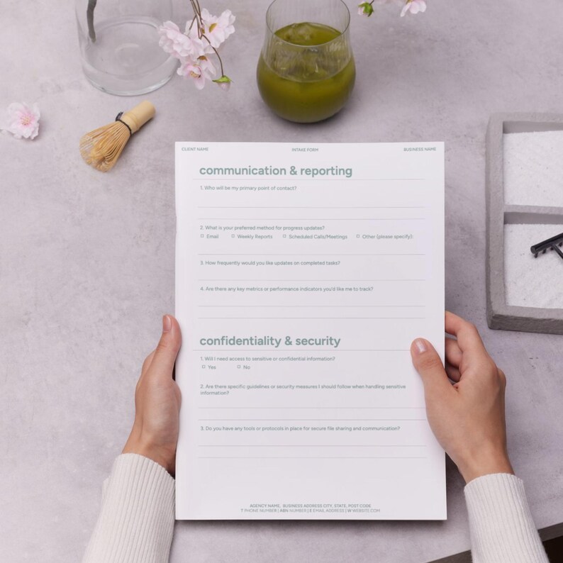 Virtual Assistant Client Intake Form | New Client Questionnaire ...