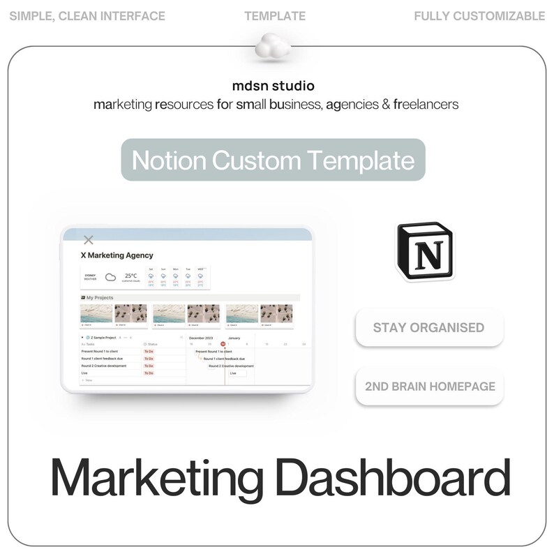 Notion Marketing Dashboard for Agencies & Freelancers | Notion Template | Marketing, Creative ...