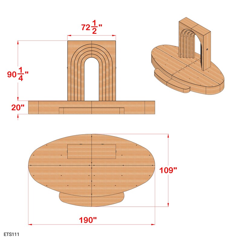 Elliptical Stage and 3D Square Top Arch Decor for Party Rental, CNC ...