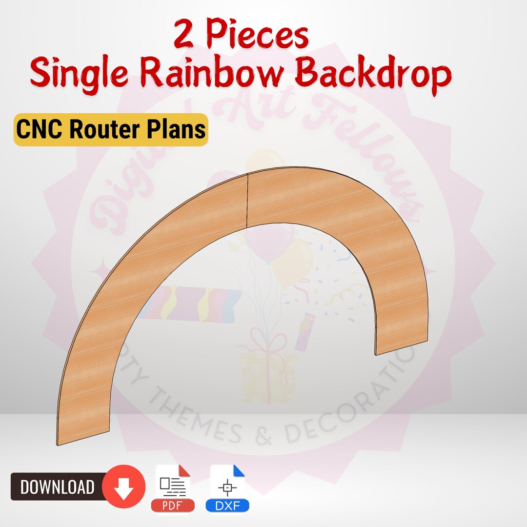 Single Rainbow Backdrop CNC Router Plan DXF File for DIY Party ...