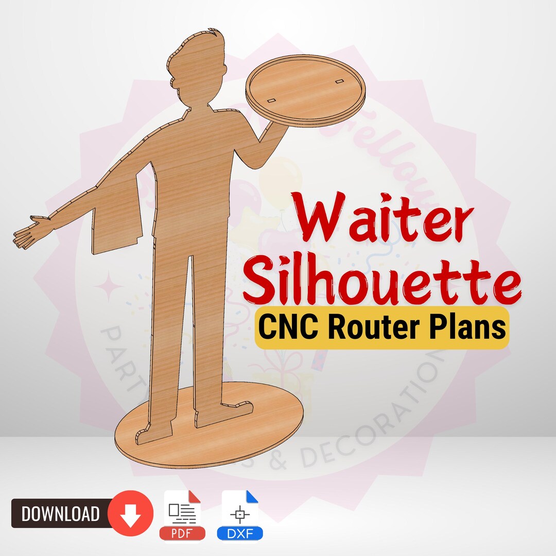 Waiter and Butler Silhouettes CNC Router Cutting Plans: Elegant ...