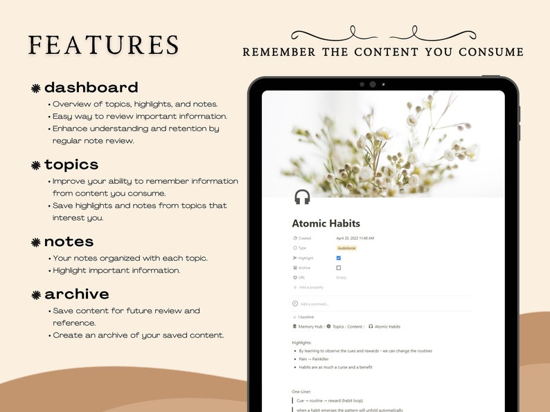 Memory Hub | Notion Note Taking and Topic-saving Hub | Personal ...