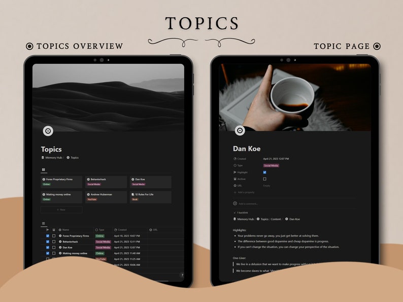 Digital Note-taking and Topic-saving Hub | Personal Knowledge Base | Productivity Tool ...