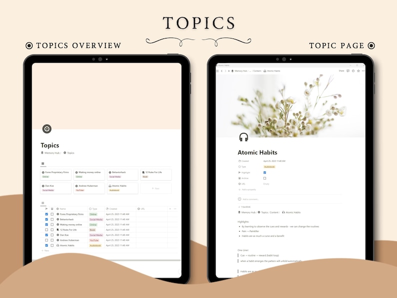 Memory Hub | Notion Note Taking and Topic-saving Hub | Personal ...