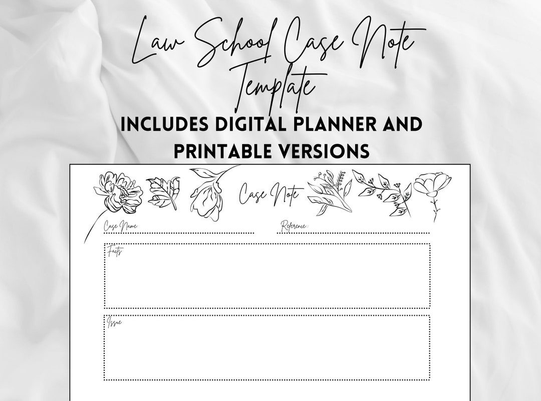 Law Case Note Digital Download or Printable B/W Student Digital ...