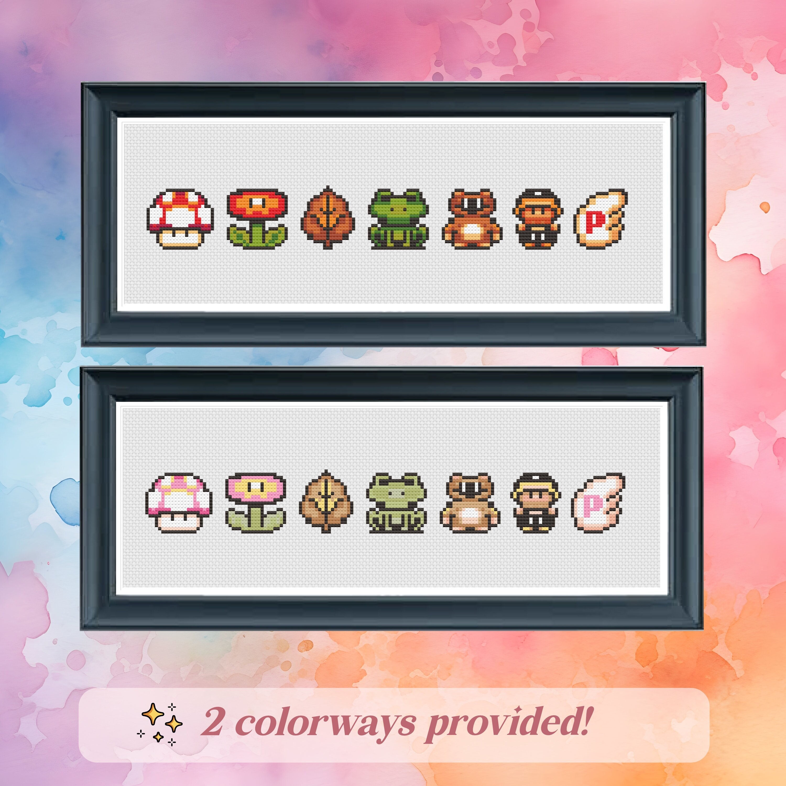 Super Mario Bros. 3 Power-ups Cross Stitch Pattern Counted Cross Stitch ...