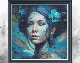 Full Coverage Counted Cross Stitch Pattern Wild Goddess Woman Art Instant Download PDF Pattern ...