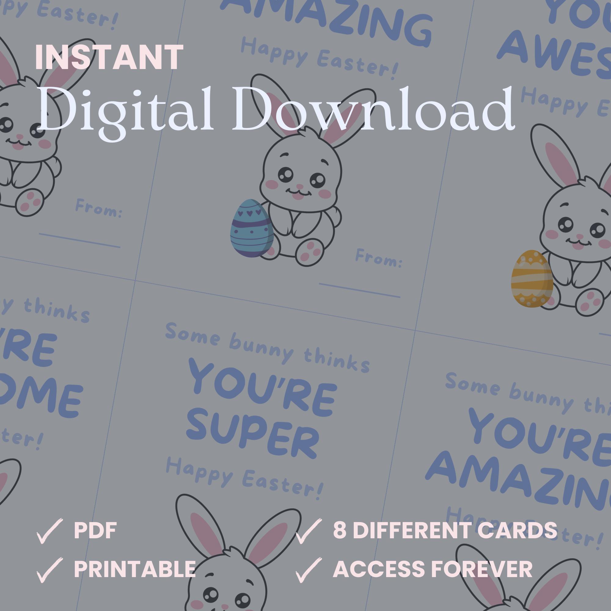 8 Printable Easter Cards for Kids | Easter School Exchange Card | Bunny ...