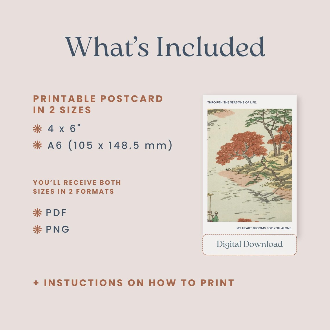 Printable Japanese Style Valentines Day Card | Digital Anniversary Card ...