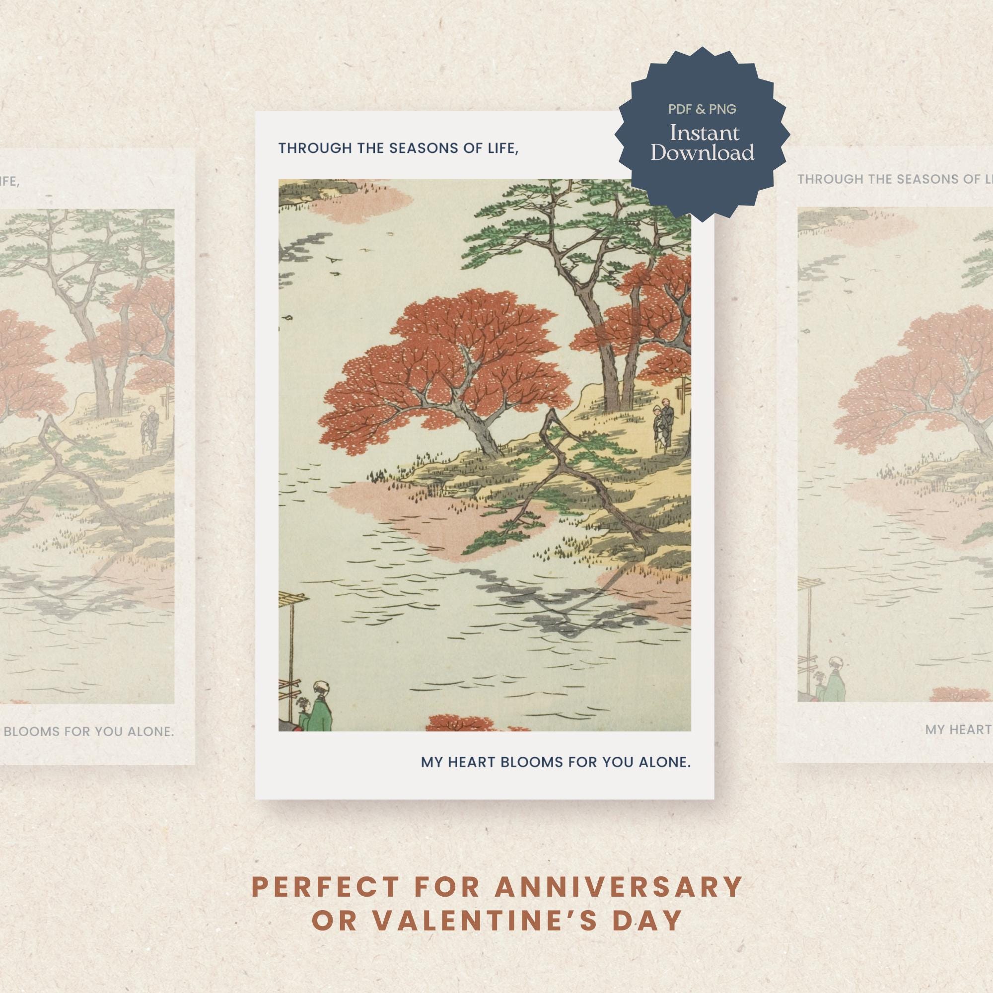 Printable Japanese Style Valentines Day Card | Digital Anniversary Card ...