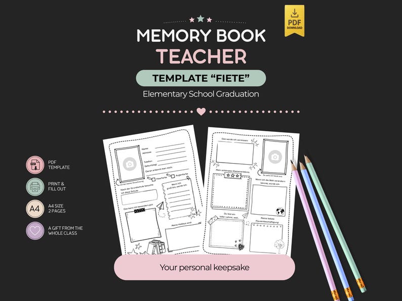 End of Year Class Keepsake Book for Teachers – Personalized Elementary ...