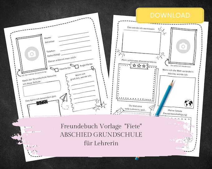 KITA - Freundebuch Vorlage "Susi" zum Abschied von der Kita. 3 Seiten ...
