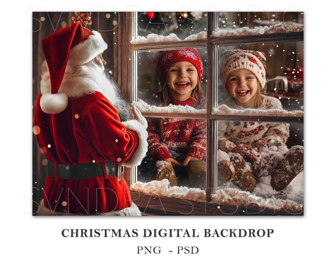 Christmas Digital Background, Christmas Santa Digital ...