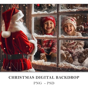 Christmas Digital Background, Christmas Santa Digital ...
