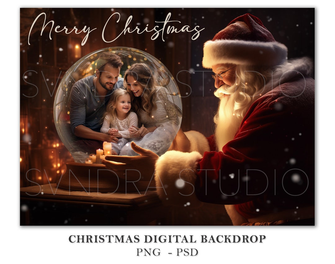 Christmas Digital Backdrop, Christmas Santa Digital Background ...
