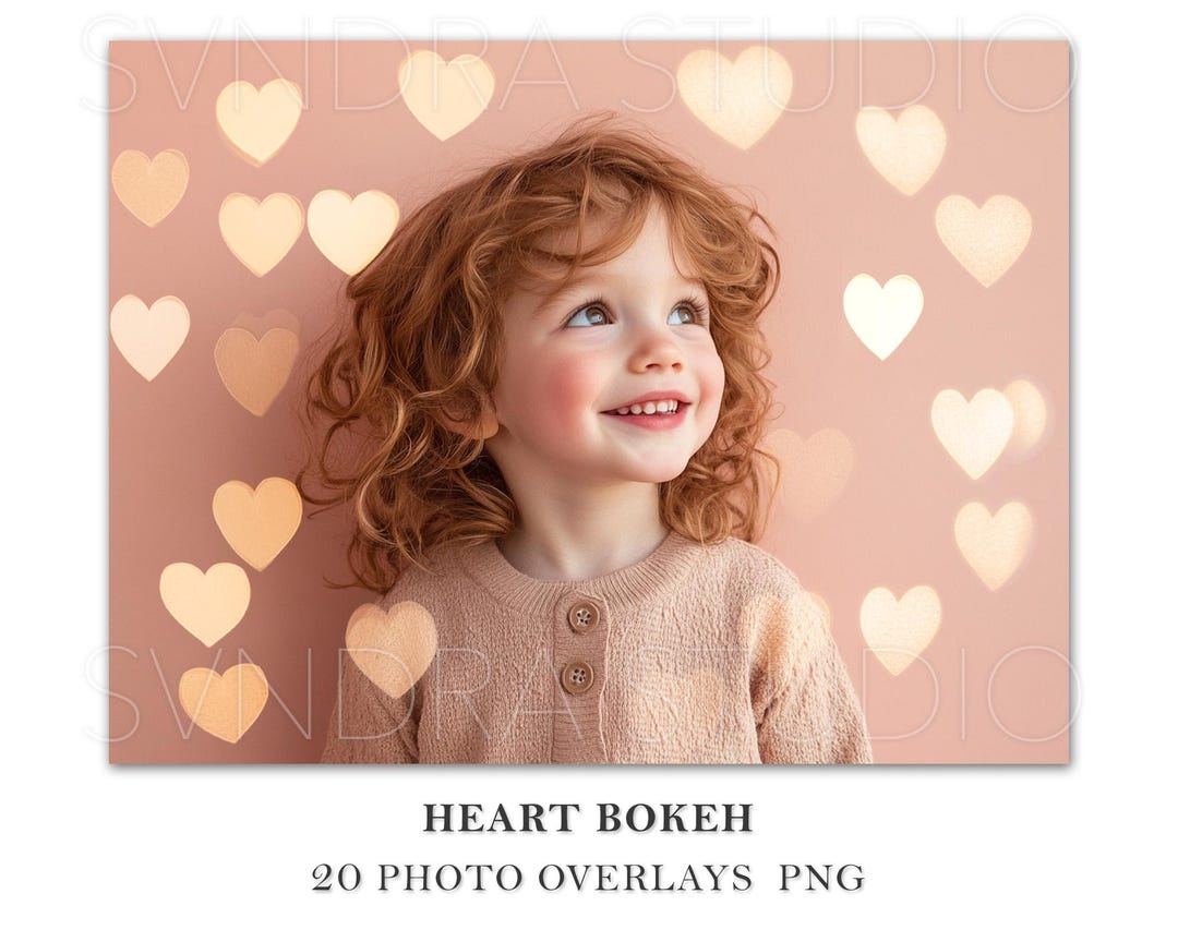 Heart Bokeh Lights Overlays Photoshop, Valentines Bokeh Lights Overlay ...