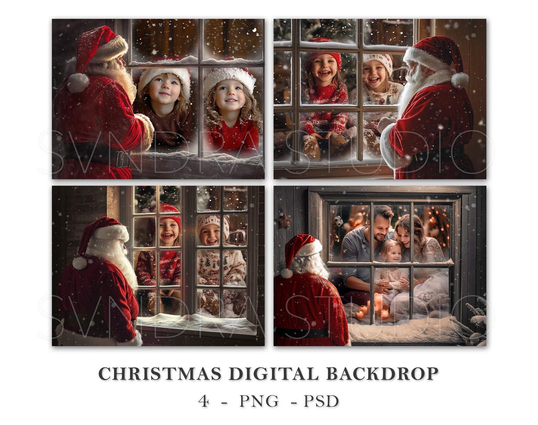 Christmas Santa Digital Backdrop, Christmas Digital Background ...