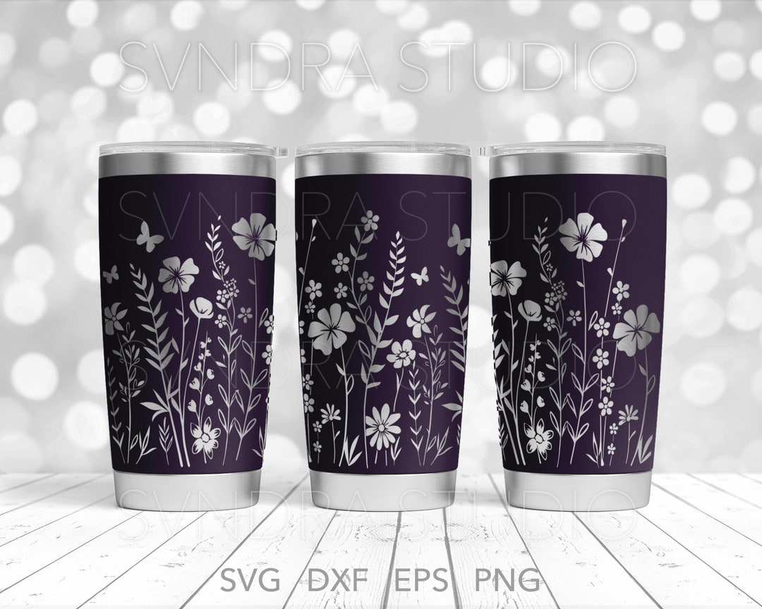 Wildflowers Laser Engraved SVG, Flowers 20oz Quencher Tumbler Wrap ...
