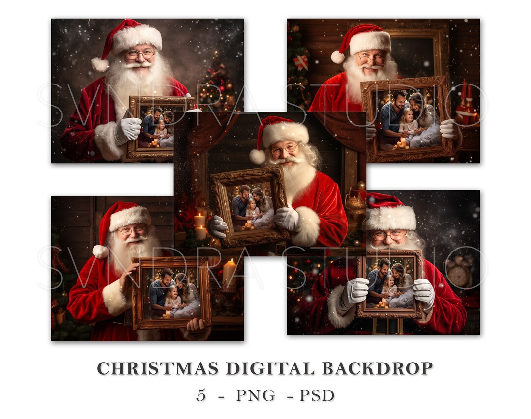 Christmas Santa Digital Backdrop, Christmas Digital Background ...