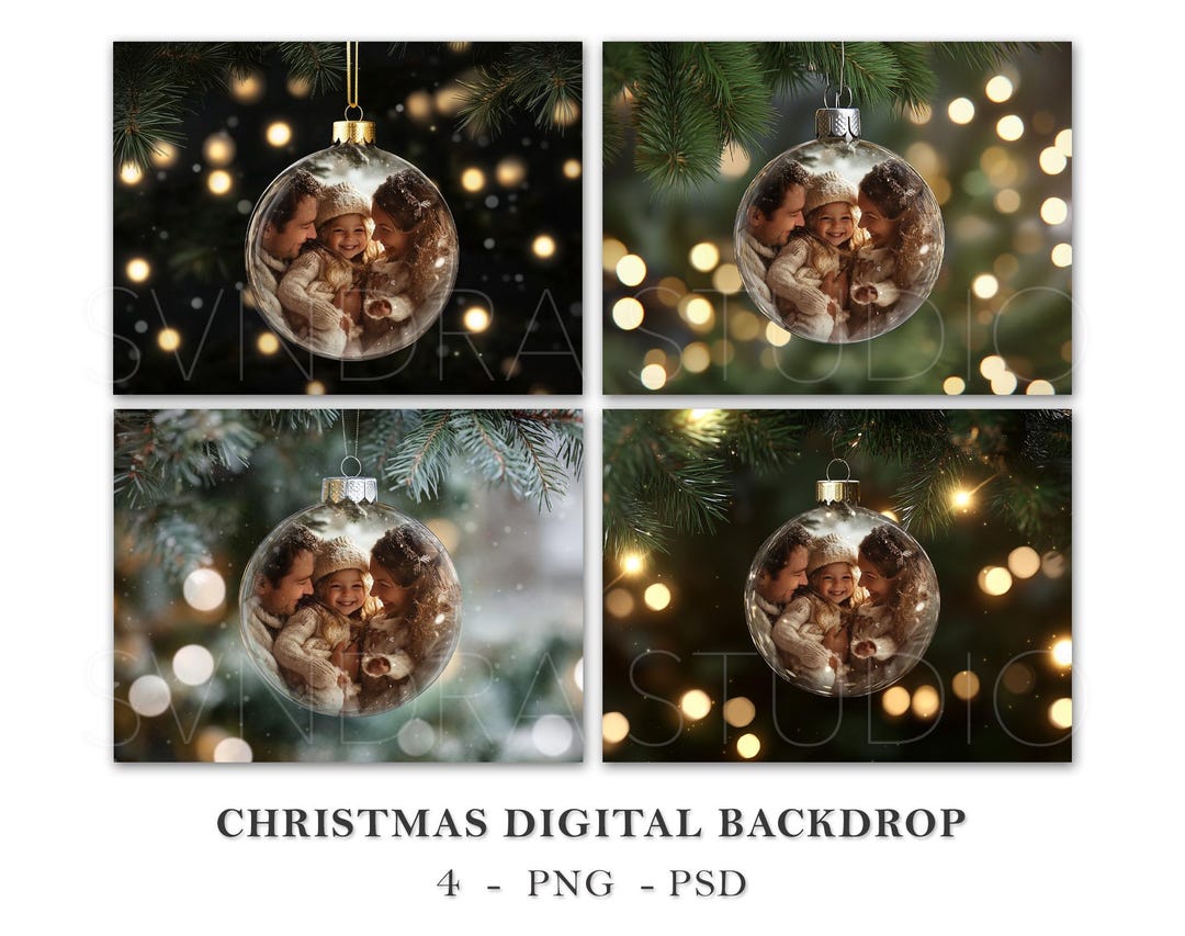 Christmas Digital Backdrop, Christmas Santa Digital Background Bundle ...