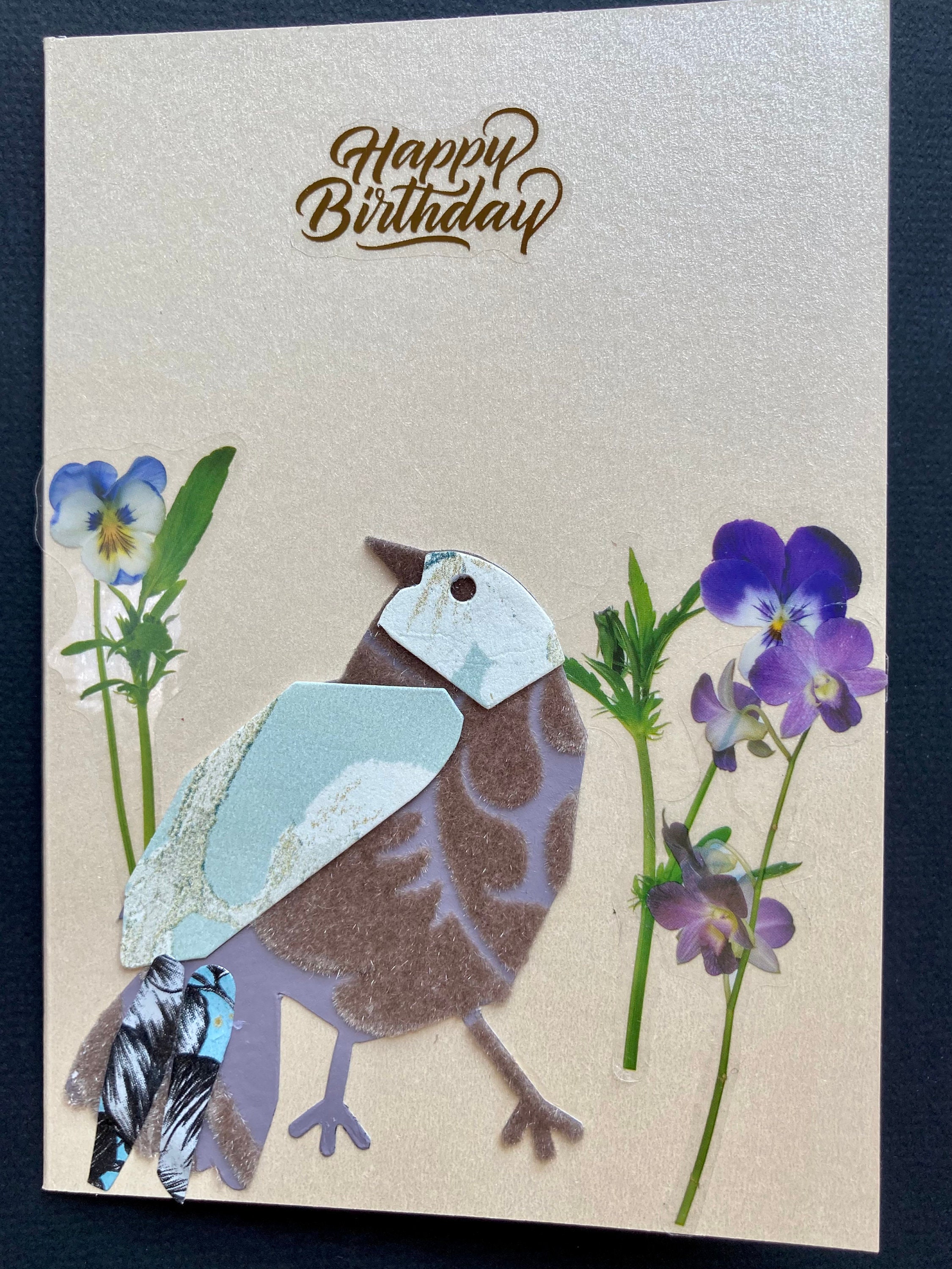 Happy Birthday With Birds & Flowers 4x6 - Etsy