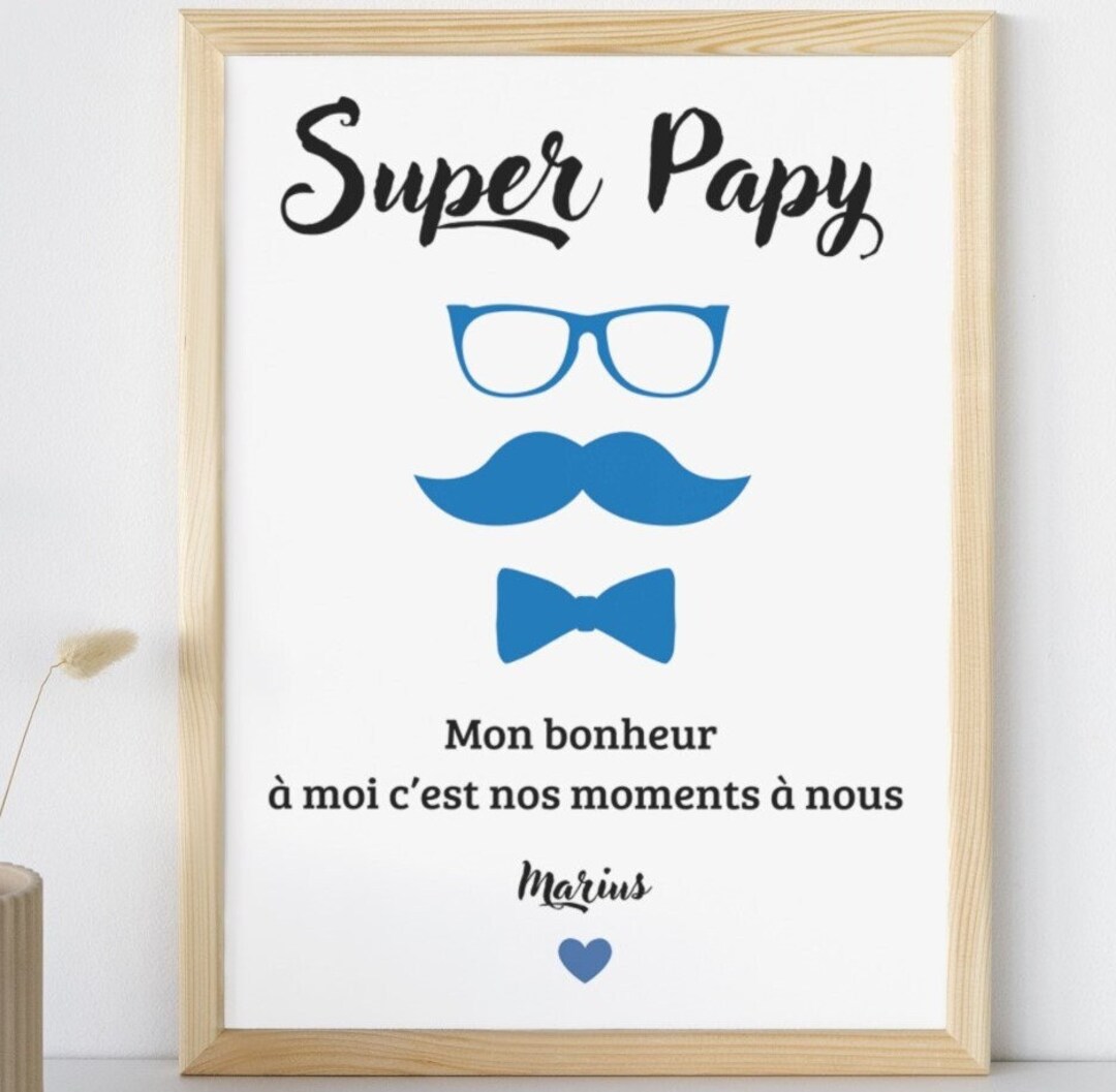 Personalized Super Grandpa Poster Happy Grandpa's Day Illustration We ...