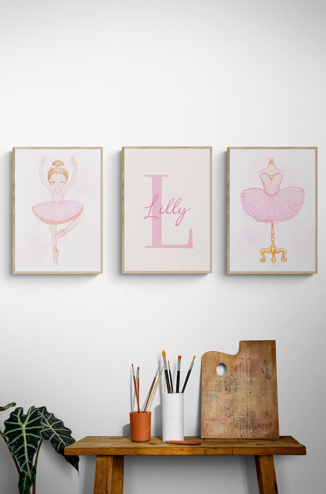 Set of 3 Personalized Watercolor Dancer Posters Initial, First Name ...