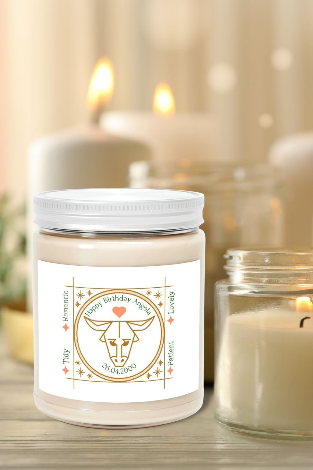 Personalized Birthdate Candle Zodiac Taurus Candle Tidy - Etsy