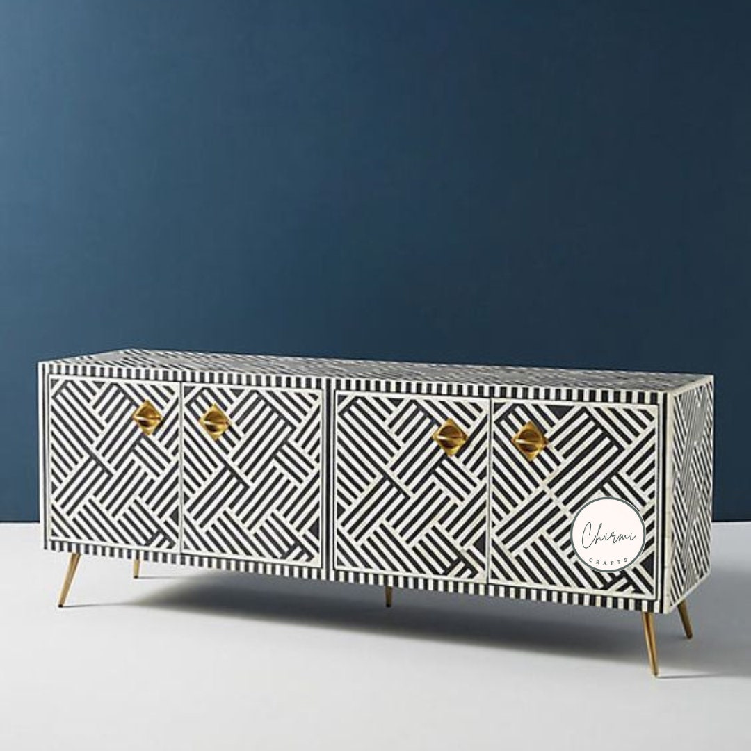 Bone Inlay Media Console, Bone Inlay Dresser, Bone Inlay Cabinet - Etsy