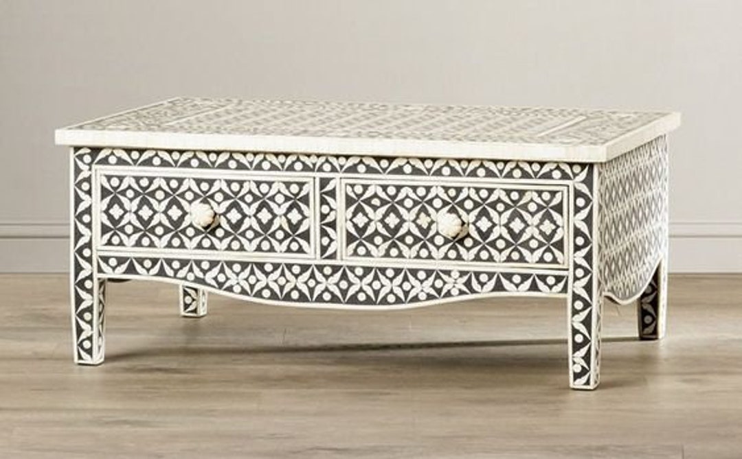 Bone Inlay Coffee Table, Bone Inlay Coffee Table Rectangular Floral ...