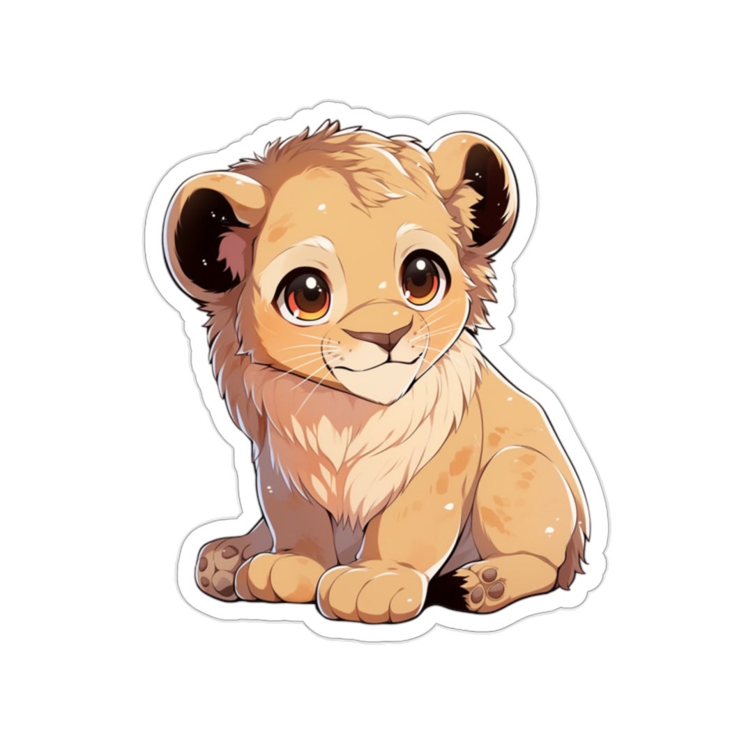 Cute Adorable Lion Cub Stickers, Kawaii Stickers, Cute Animal Stickers ...