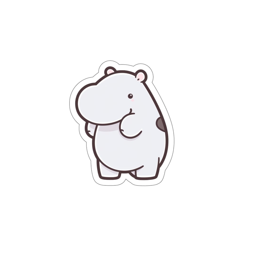 Cute Adorable Hippo Stickers, Kawaii Stickers, Cute Animal Stickers ...
