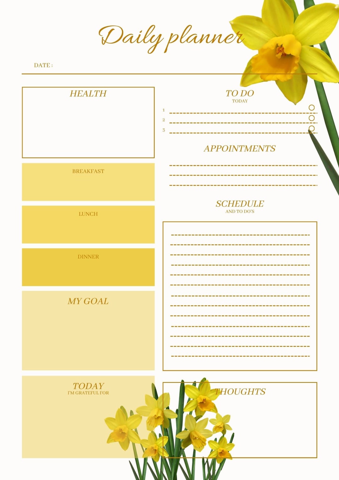 Birth Flower Daily Planner March - Etsy