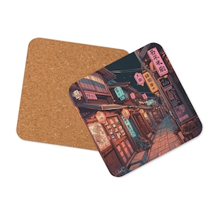 Tranquility Japanese Cherry Blossom Cork Back Coaster Traditional Art ...