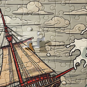 Typhoon Sail Puzzle – Japanese Yamato Art – Nautical Adventure – Unique ...