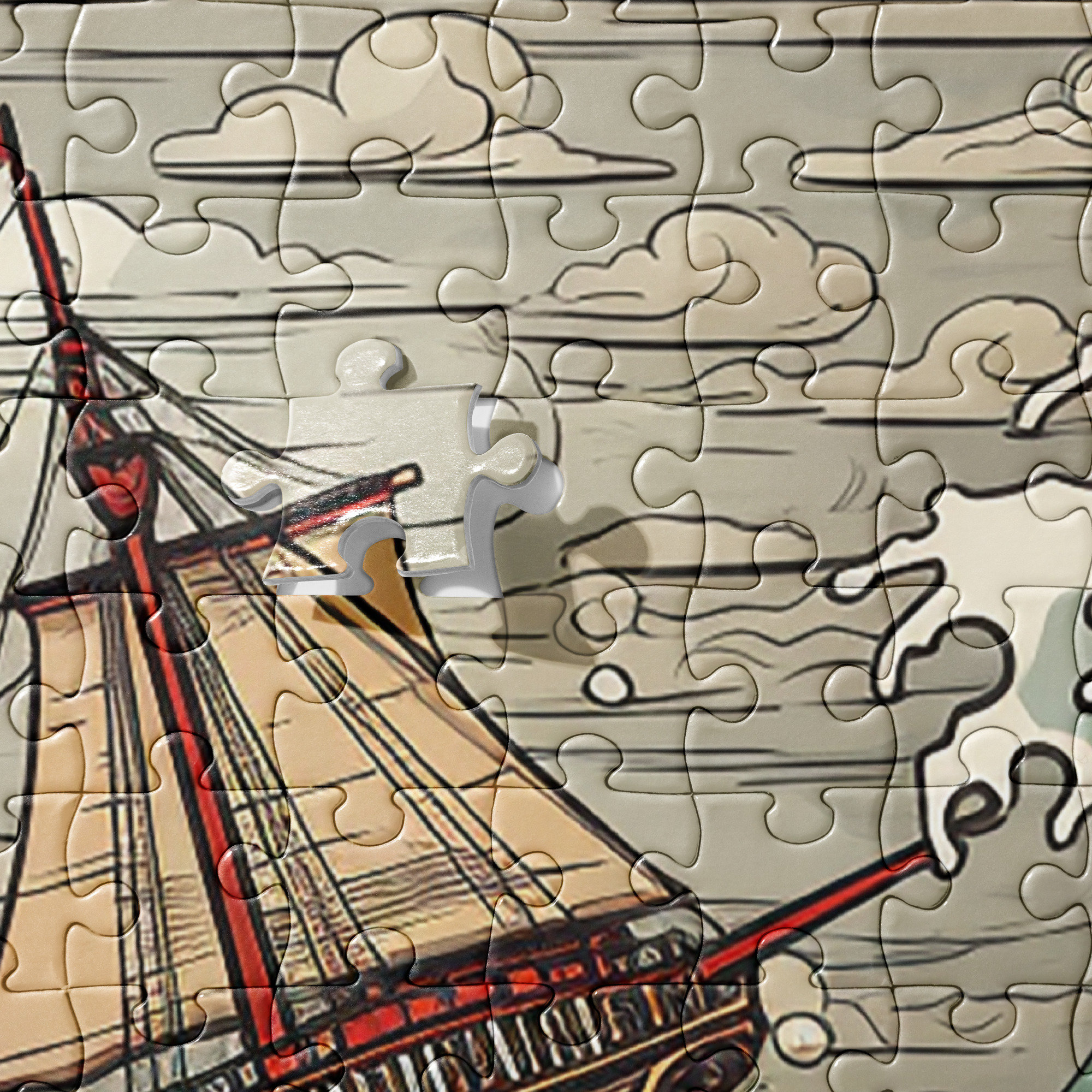 Typhoon Sail Puzzle – Japanese Yamato Art – Nautical Adventure – Unique ...