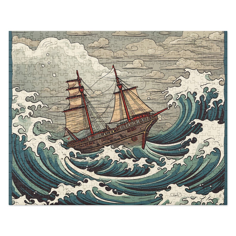 Typhoon Sail Puzzle – Japanese Yamato Art – Nautical Adventure – Unique ...