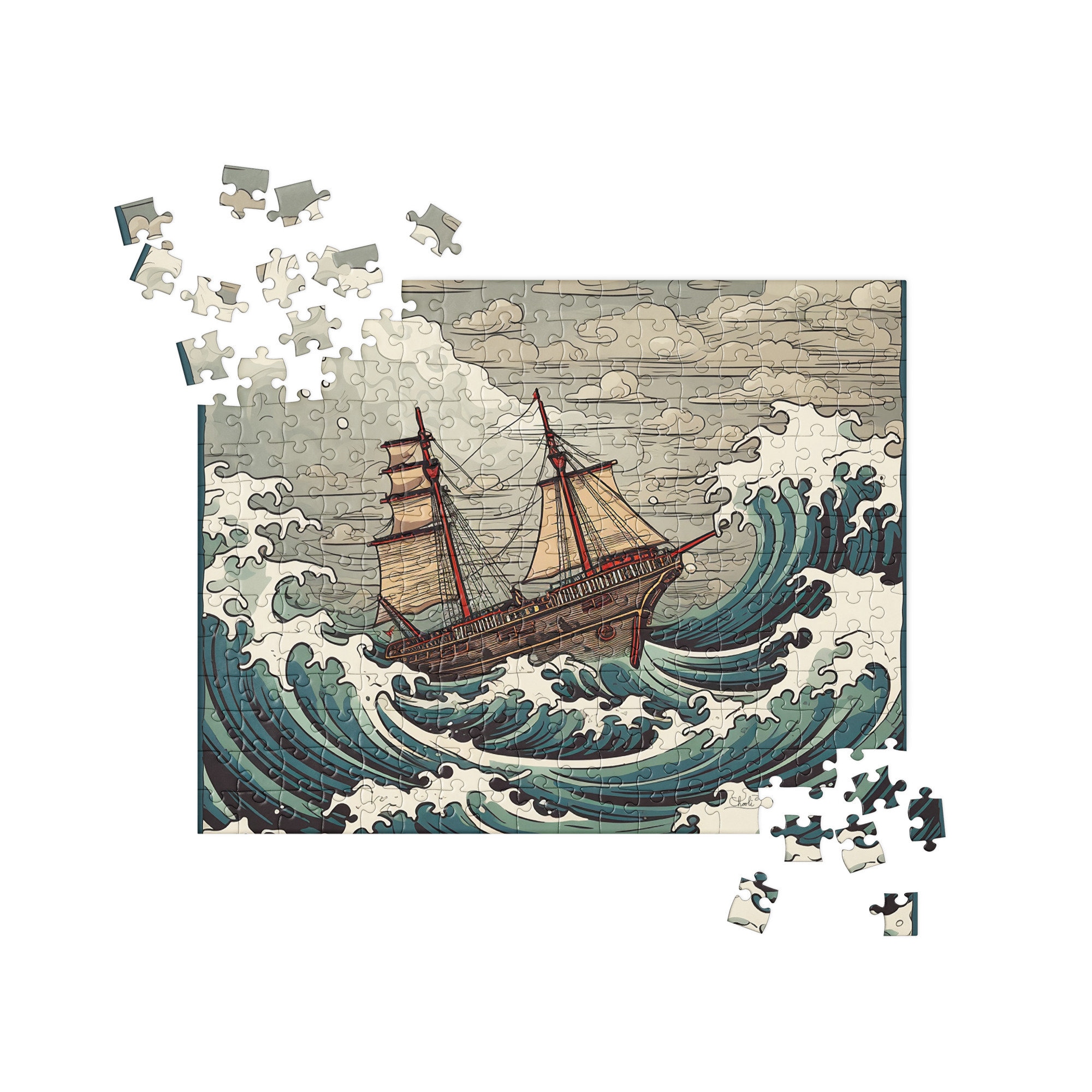 Typhoon Sail Puzzle – Japanese Yamato Art – Nautical Adventure – Unique ...