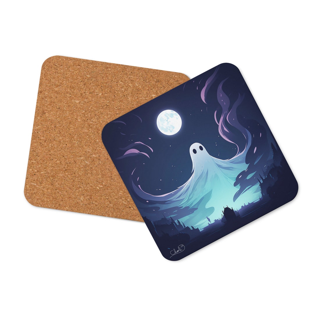 Midnight Spook Coaster – Ghostly Full Moon Art – Spooky Crypt Design ...