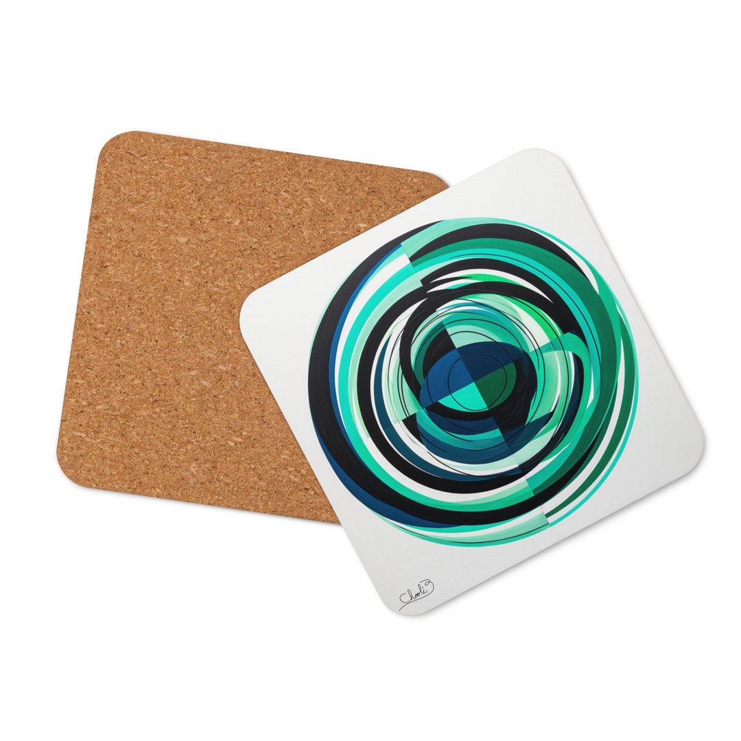 Portal Cork-back Coaster - Abstract Art - Unique Swirl Design - Stylish ...
