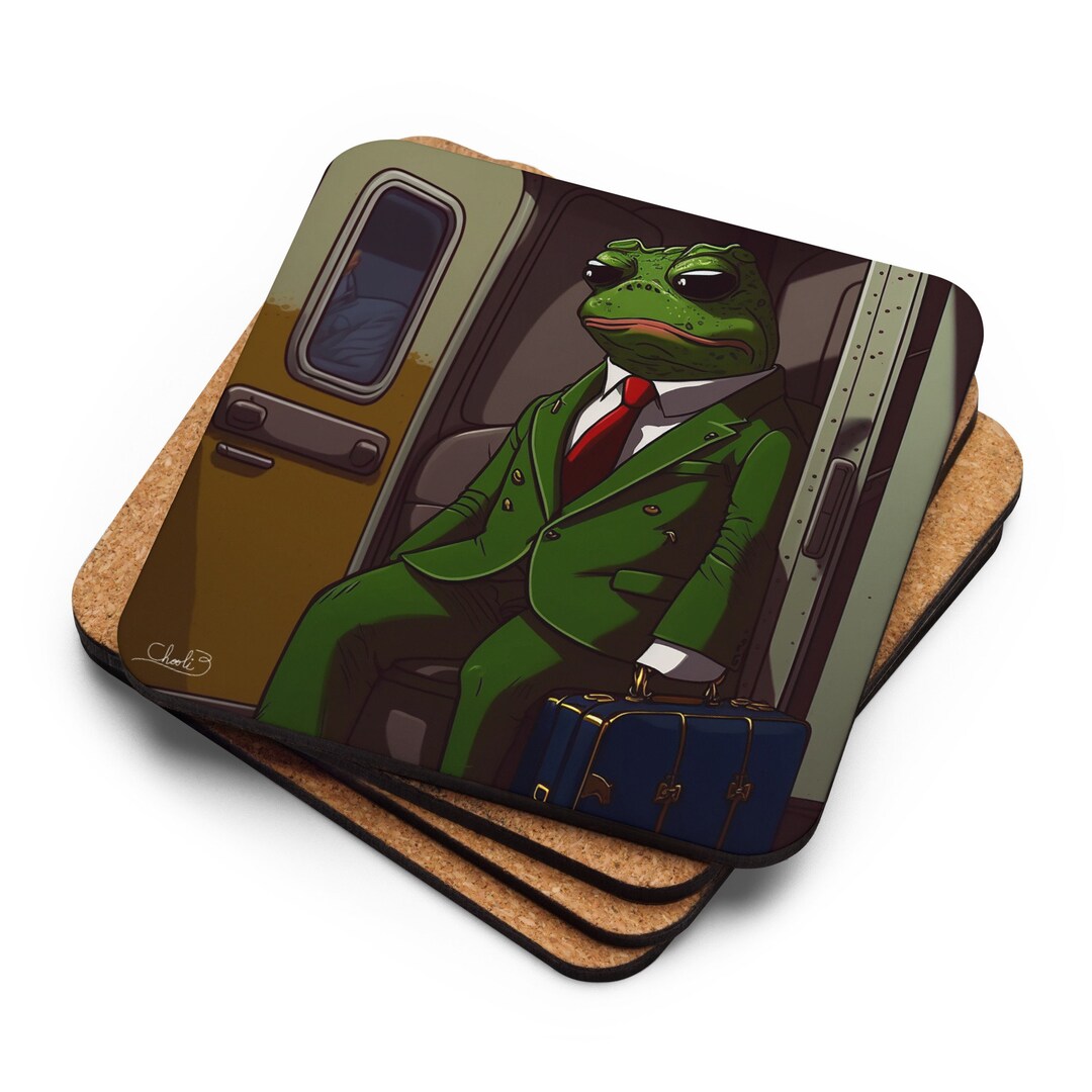 Frogs Lost Along the Way Coaster Cork Back Coaster Business Frog Art ...