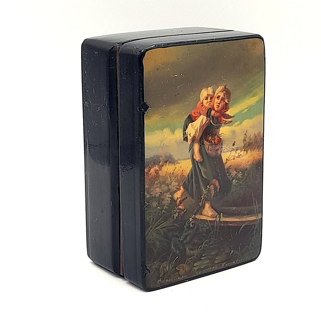 Pretty Lacquered Rare USSR Box Dated 1970with Gorgeous Countryside ...