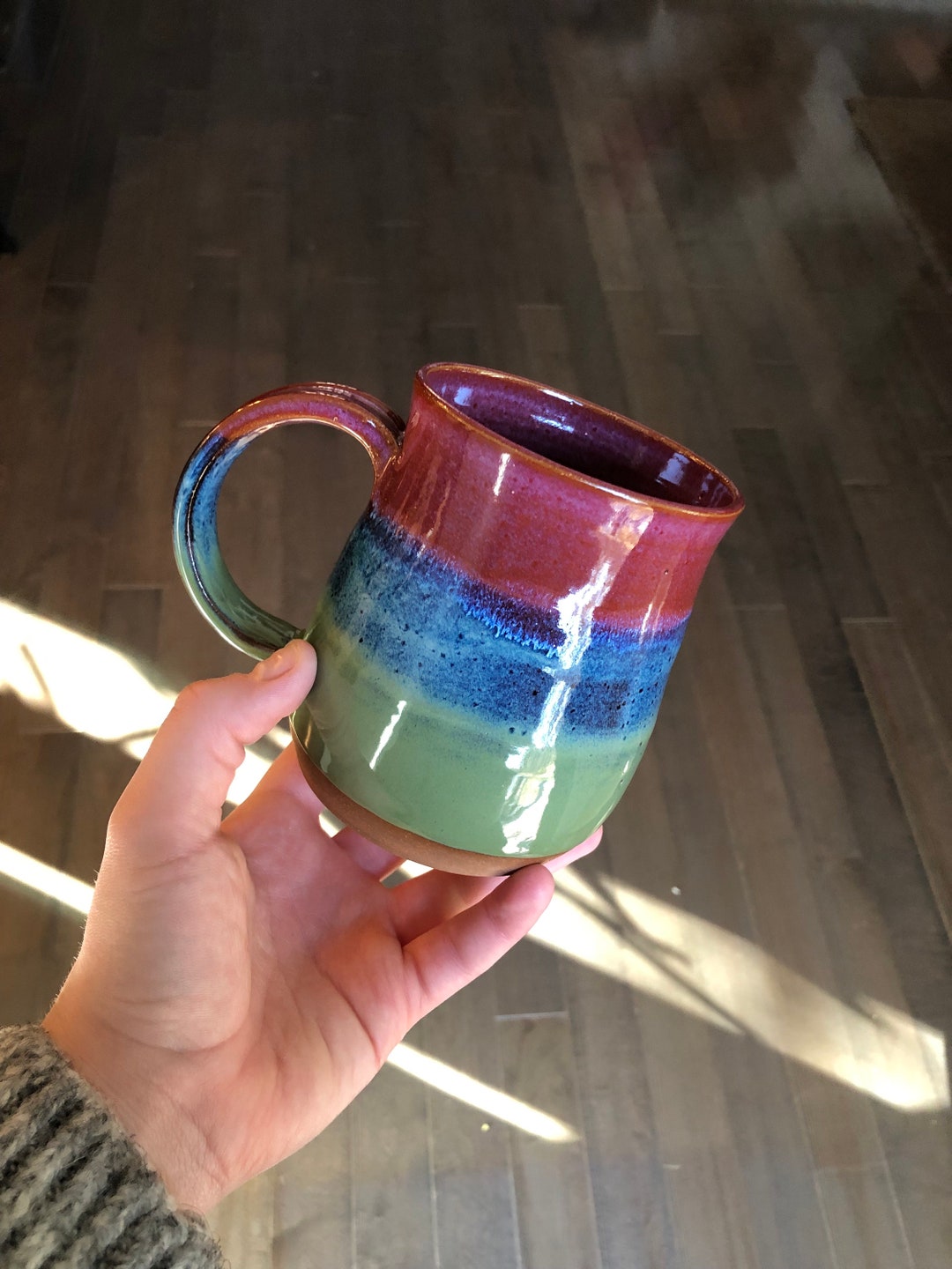 Multicolored Mug Homemade Ceramics Wheel Thrown Pottery Handmade Red ...