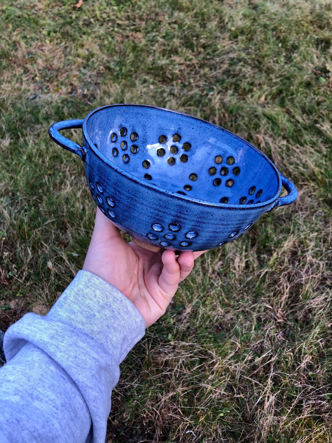 Blue Ceramic Colander Berry Bowl Homemade Pottery Handmade Ceramics ...