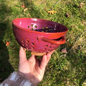 Berry Bowl Ceramic Colander Homemade Strainer Handmade Pottery Bright ...