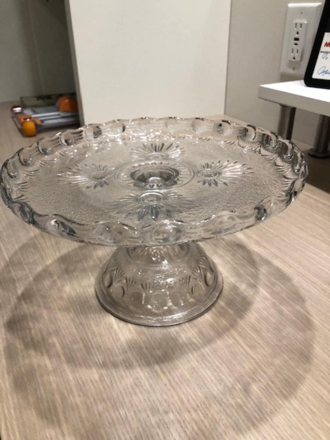 EAPG Diamond Glass Company Rare Glass Pedestal Cake Stand - Etsy
