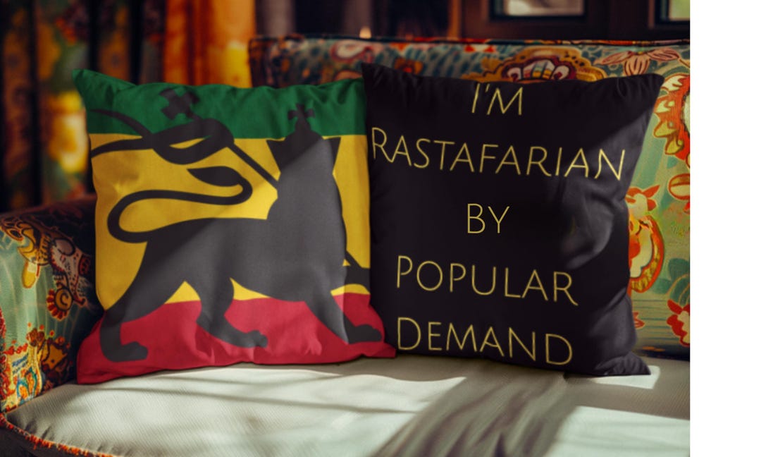 Lion of Judah Rastafari Throw Pillow | Rasta Home Decor | African Pride ...