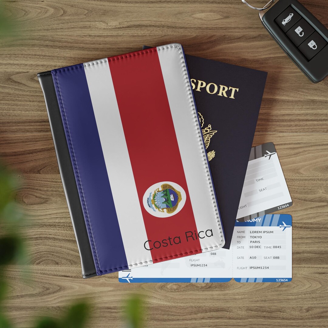 Costa Rica Flag Passport Cover: Faux Leather Travel Accessory - Etsy