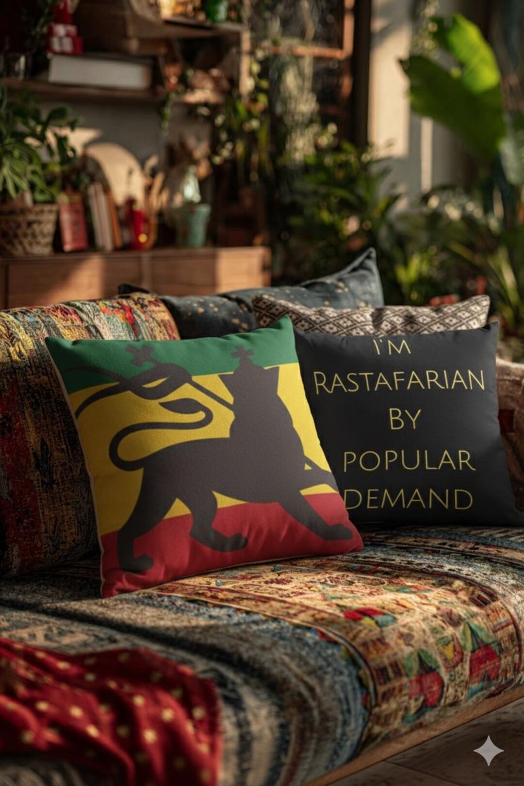 Rastafarian Lion of Judah Throw Pillow – Rastafari Accessories, African ...